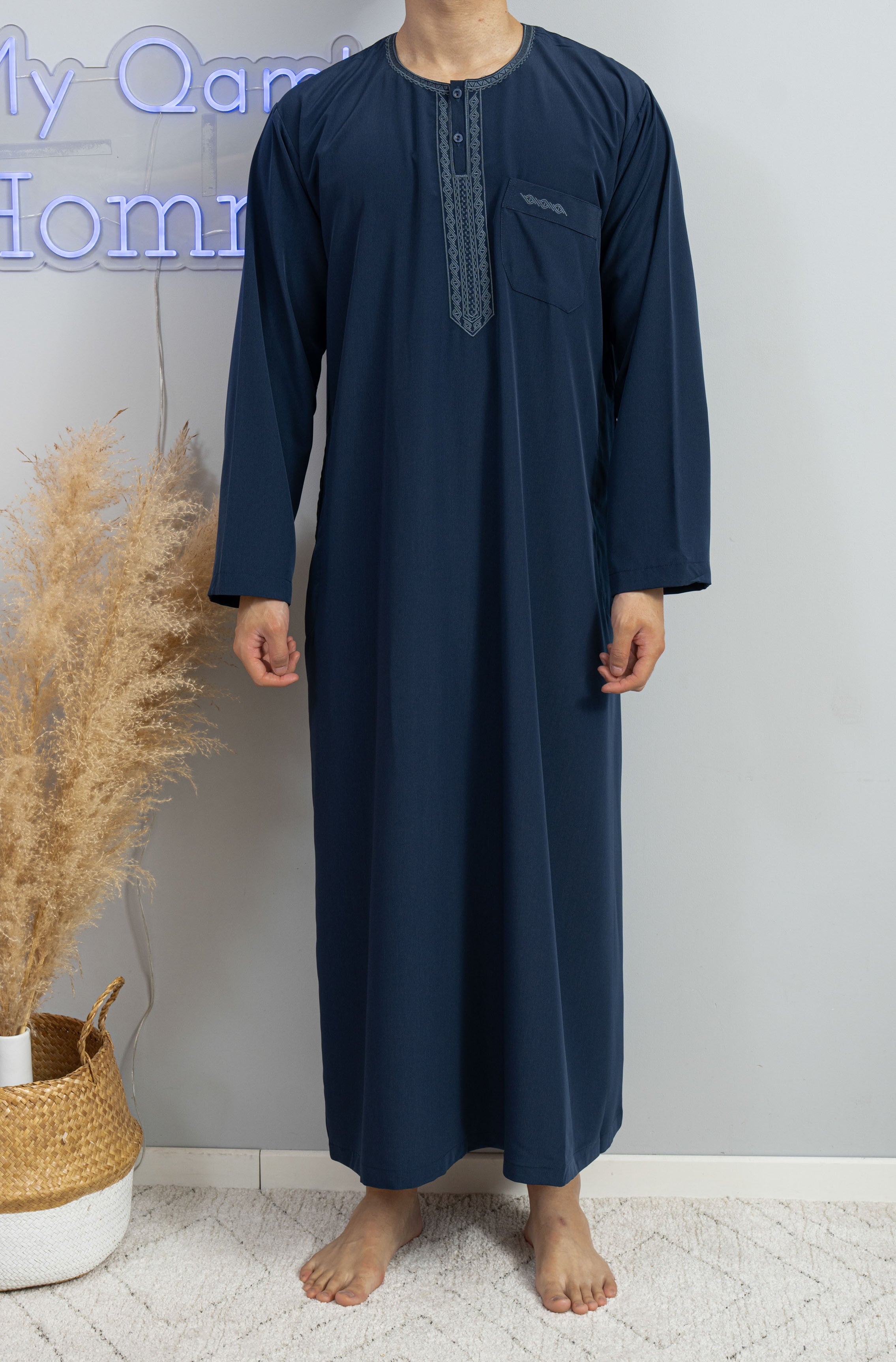 Qamis Marocain Bleu marine Premium - Al Emad – My Qamis Homme