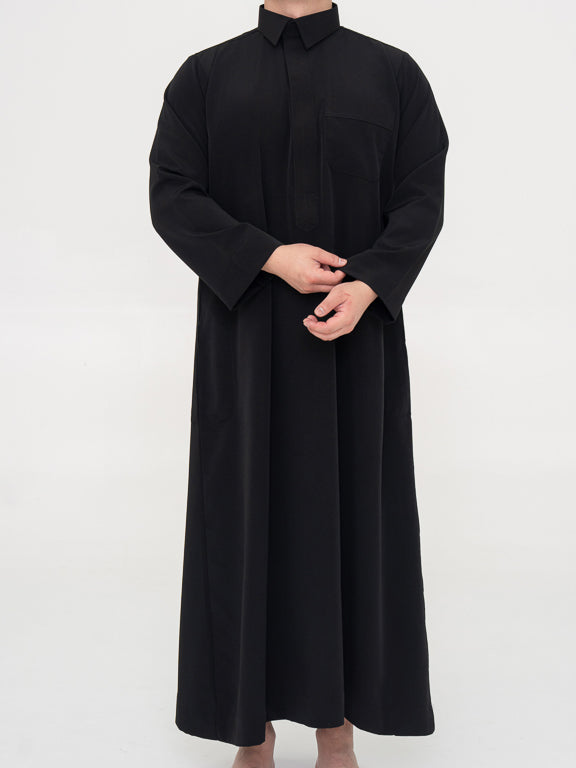 Qamis Qatari noir - Al Emad – My Qamis Homme
